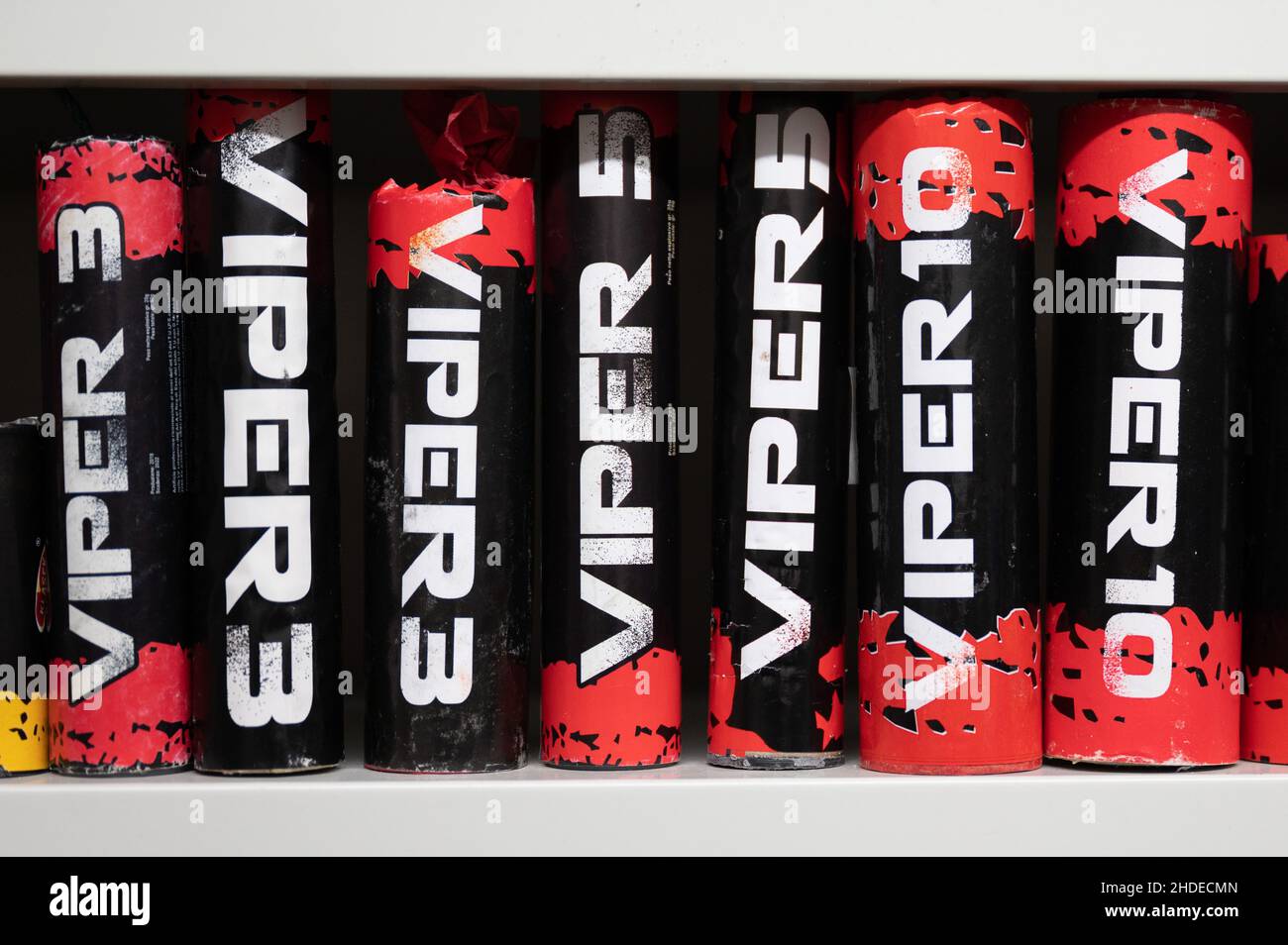 Dresden, Germany. 15th Nov, 2021. Illegal pyrotechnics on a shelf in a ...