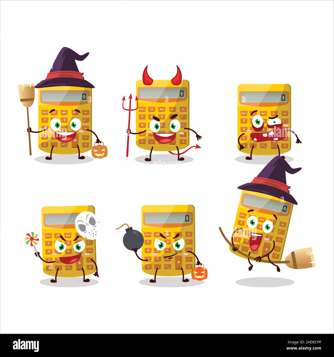 Halloween expression emoticons with cartoon character of yellow ...
