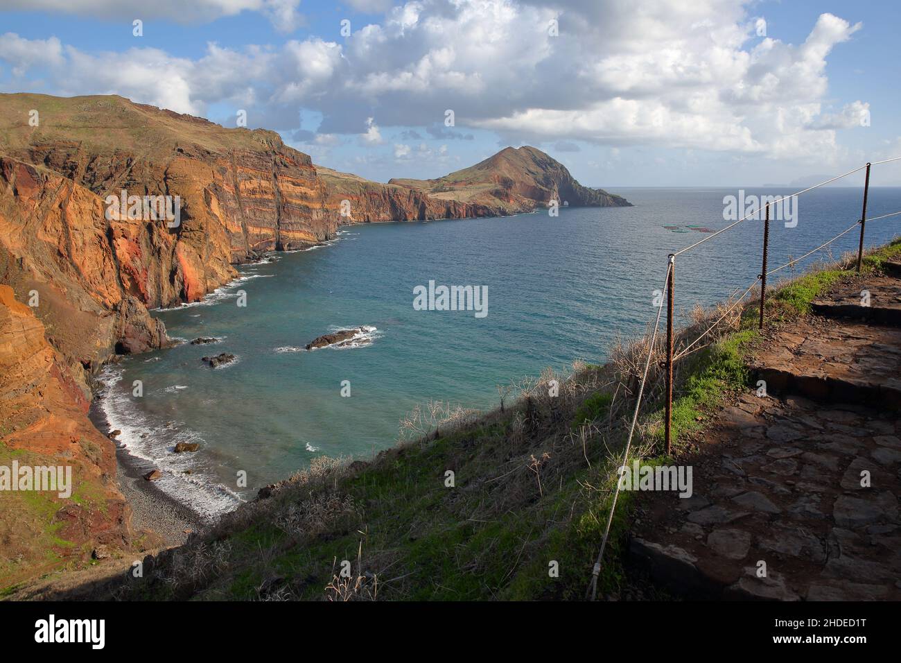 Colorful landscape and rocky cliffs at Ponta de Sao Lourenco Peninsula ...