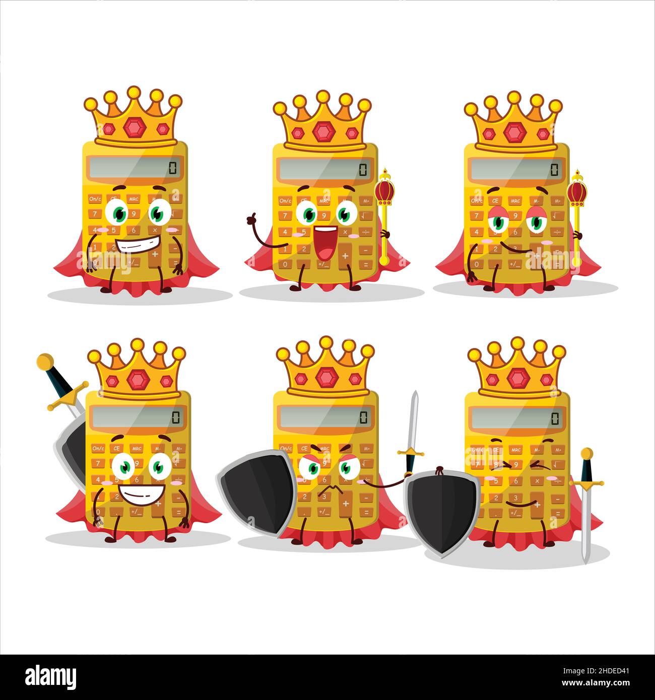 A Charismatic King yellow calculator cartoon character wearing a gold ...