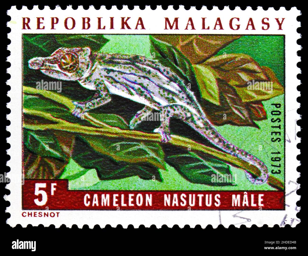MOSCOW, RUSSIA - NOVEMBER 4, 2021: Postage stamp printed in Madagascar ...