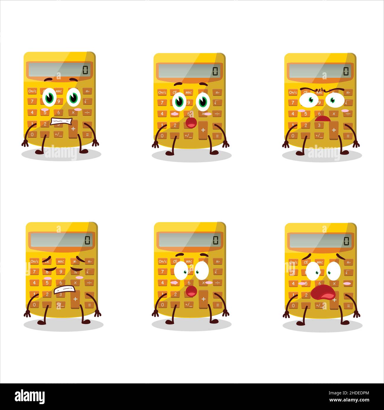 Character cartoon of yellow calculator with scared expression. Vector ...