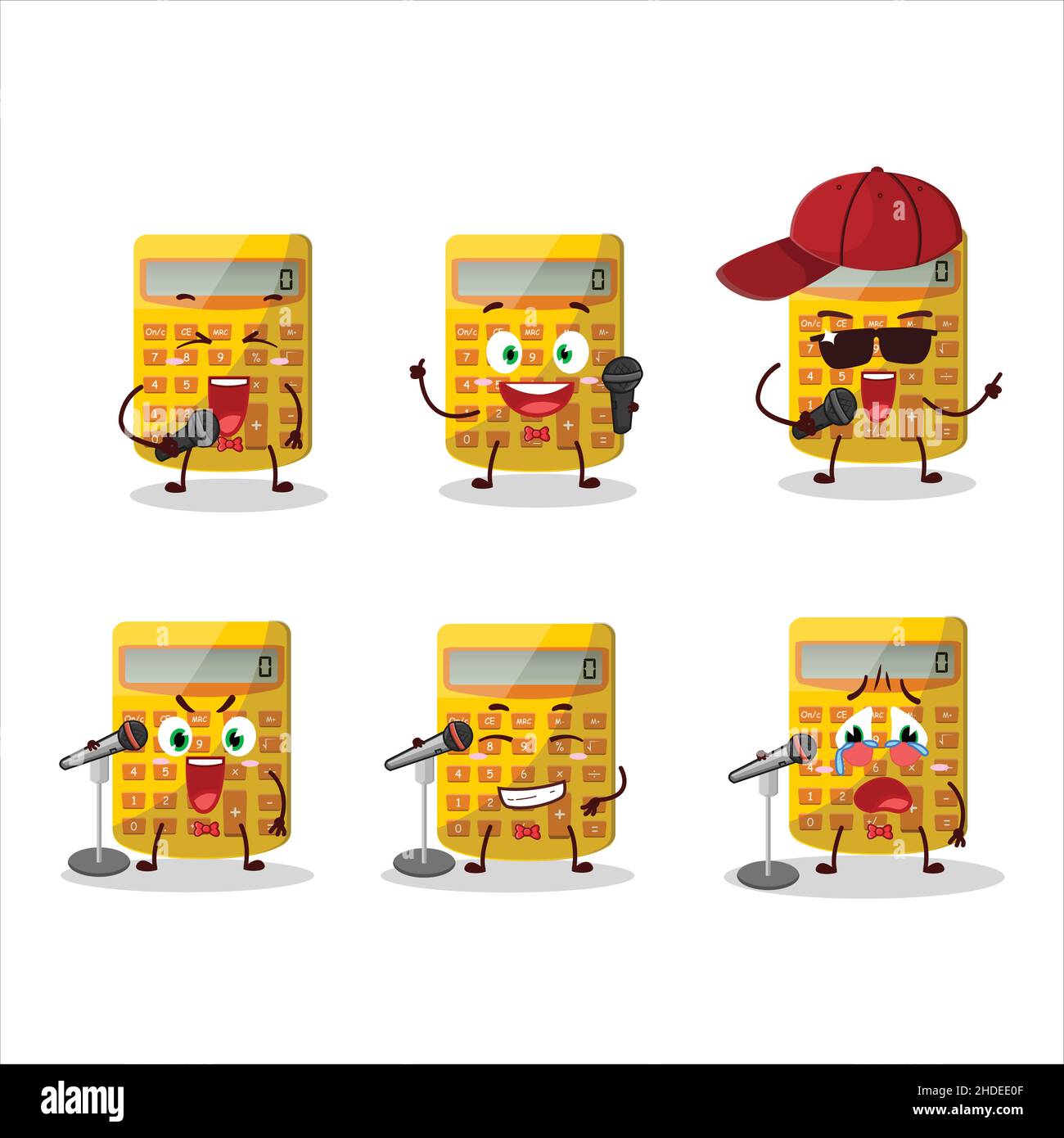 A Cute Cartoon design concept of yellow calculator singing a famous ...