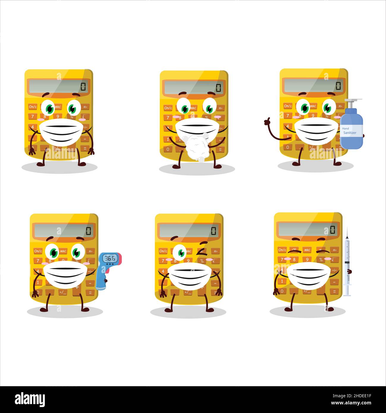 A picture of yellow calculator cartoon design style keep staying ...