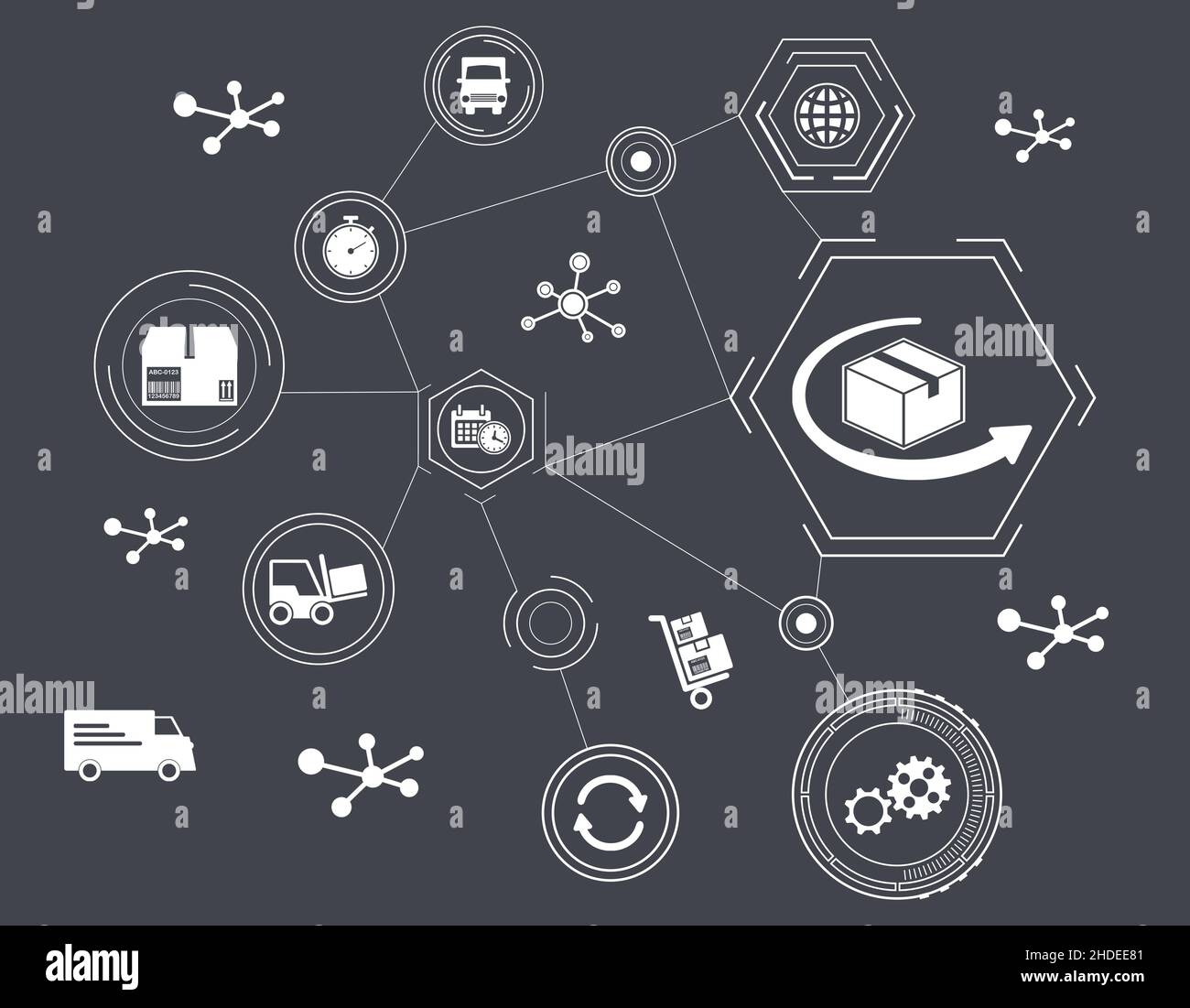 Concept of distribution with connected icons Stock Photo - Alamy