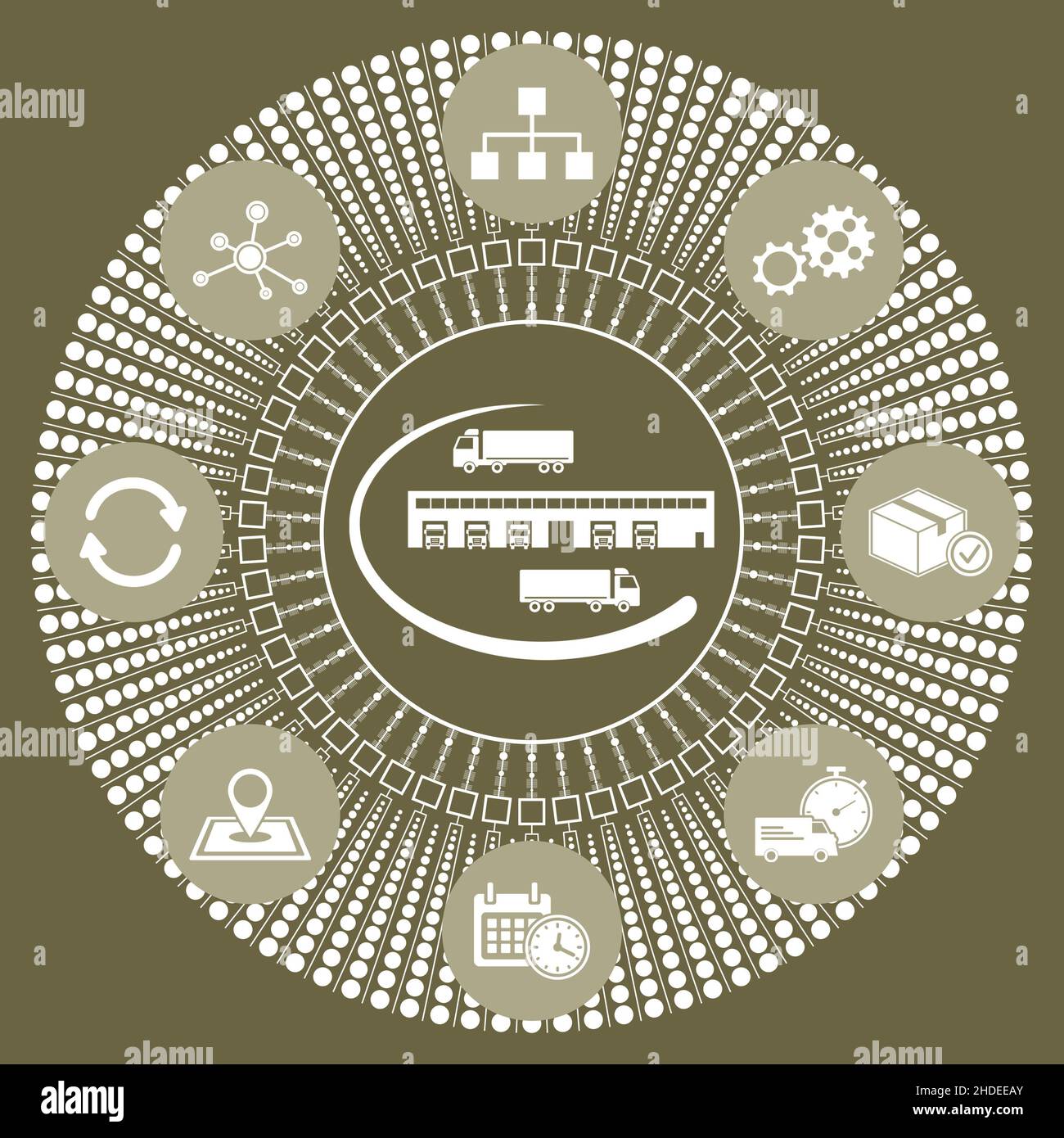 Concept of logistics with connected icons Stock Photo - Alamy