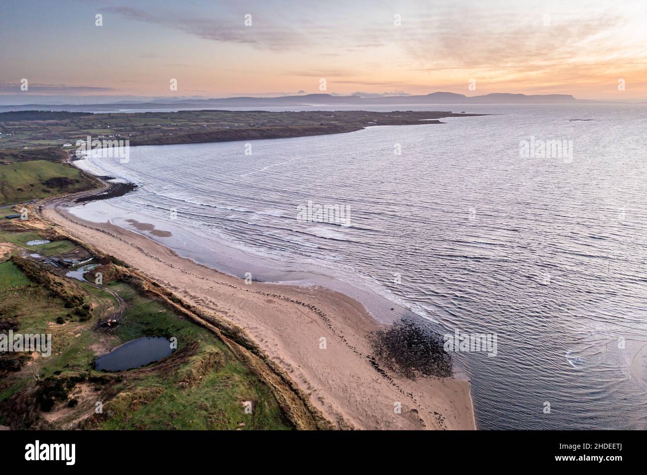 Aerial view of the Inver bay and beach in County Donegal - Ireland ...
