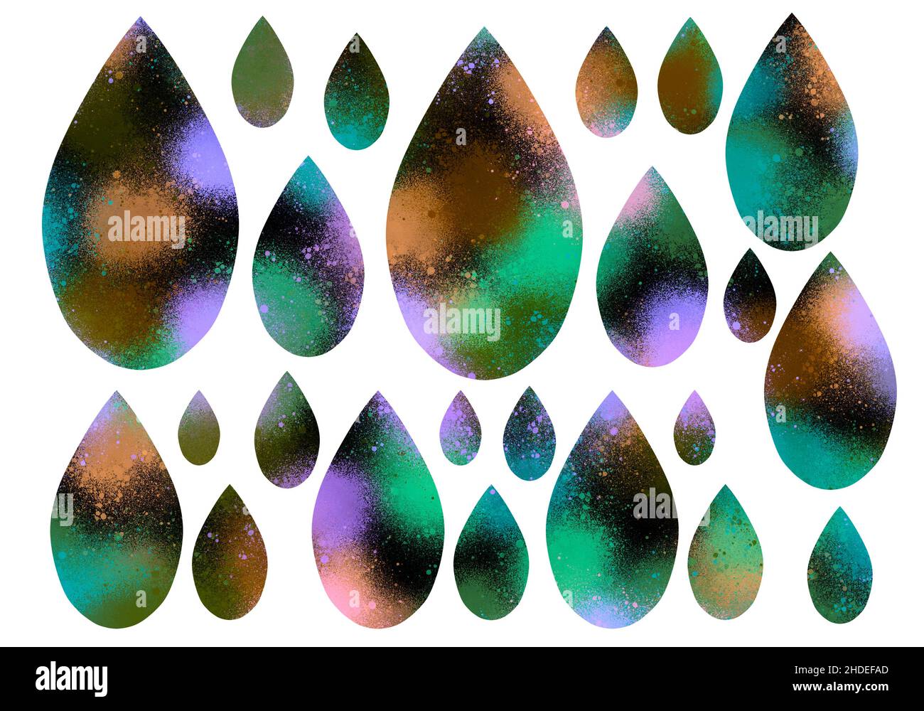 Set with coloured water rain drops for stickers and postcard and cards ...