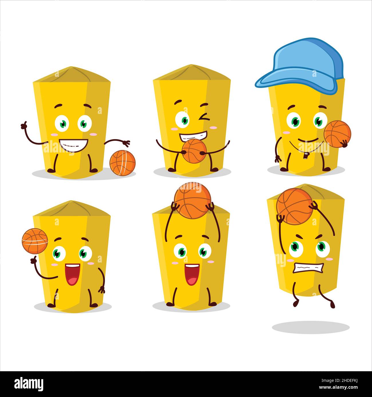 Talented yellow chalk cartoon character as a basketball athlete. Vector ...
