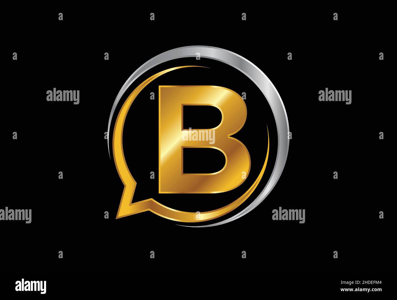 Initial B monogram letter alphabet with a bubble chat icon. Talking ...