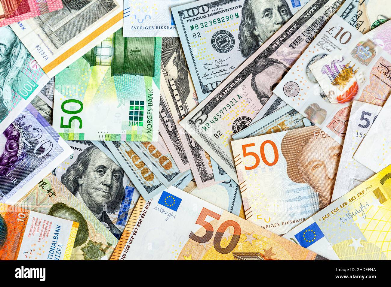 Money background from worldwide paper currency. Business concept Stock ...