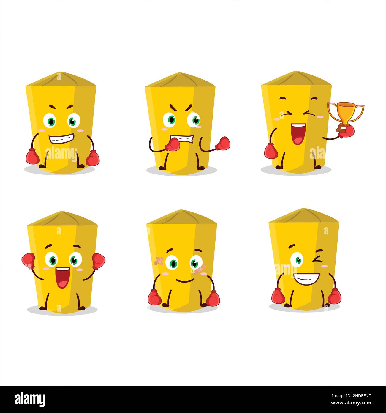 A sporty yellow chalk boxing athlete cartoon mascot design. Vector ...