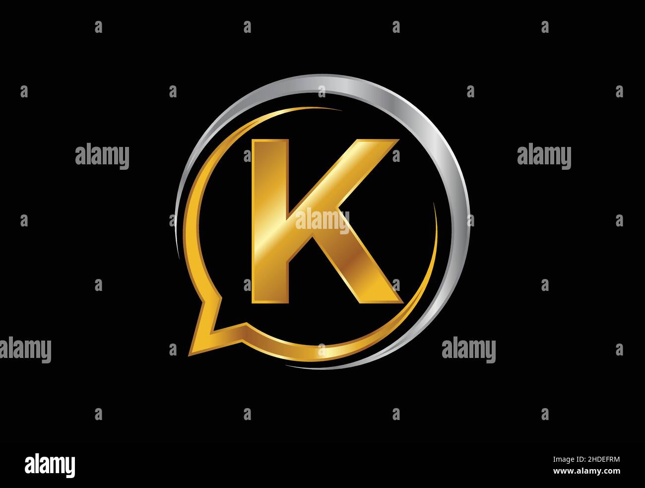 Initial K monogram letter alphabet with a bubble chat icon. Talking ...
