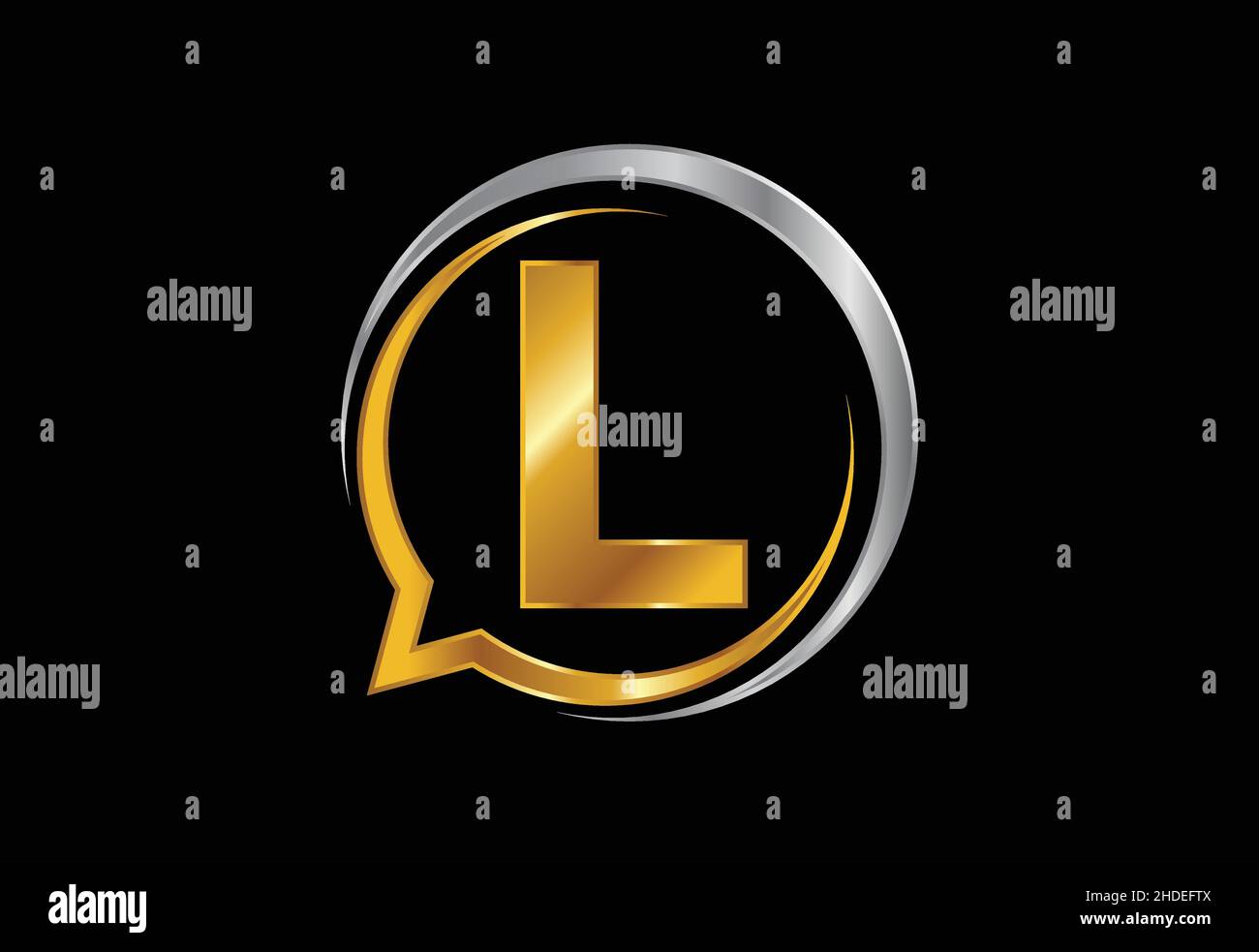 Initial L monogram letter alphabet with a bubble chat icon. Talking ...