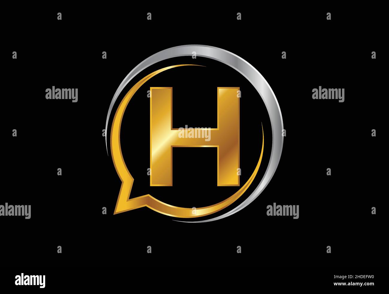 Initial H monogram letter alphabet with a bubble chat icon. Talking ...