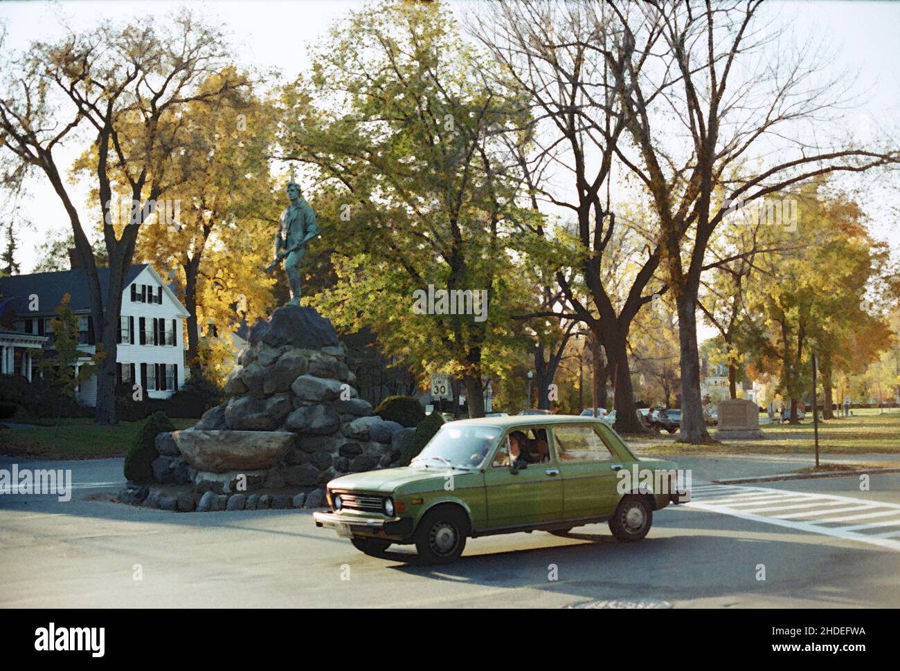 The Battle Green where the first shots of the American Revolutionary ...