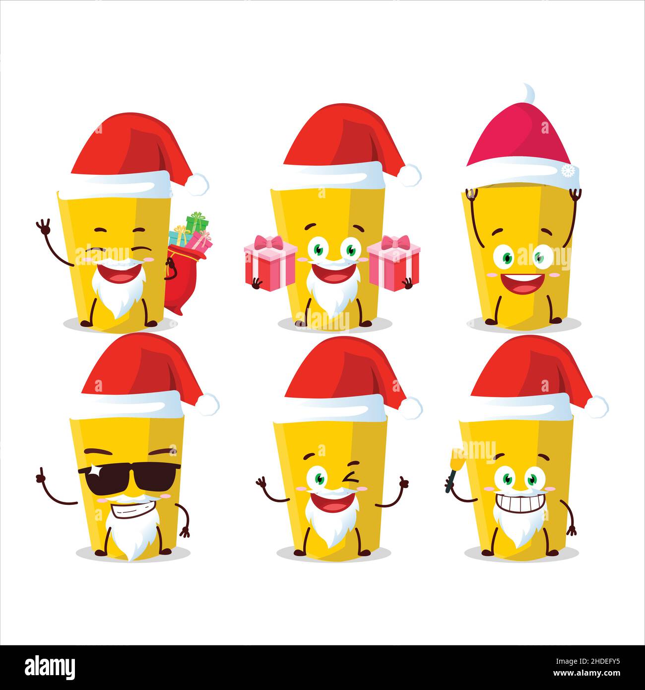 Santa Claus emoticons with yellow chalk cartoon character. Vector ...