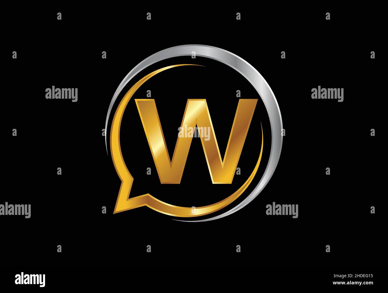 Initial W monogram letter alphabet with a bubble chat icon. Talking ...