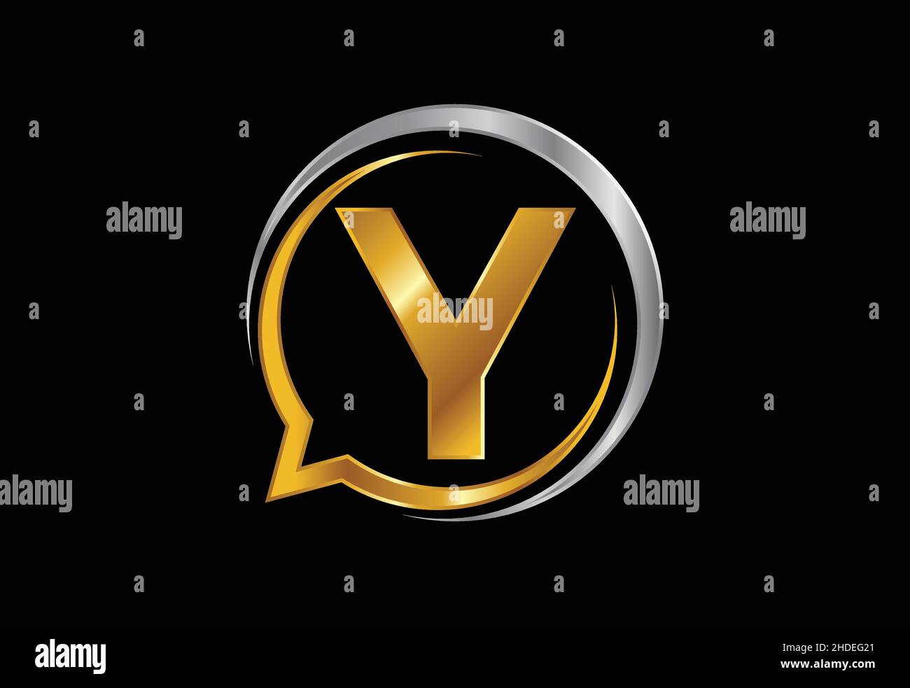 Initial Y monogram letter alphabet with a bubble chat icon. Talking ...