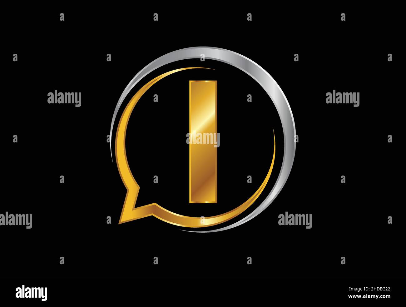 Initial I monogram letter alphabet with a bubble chat icon. Talking ...