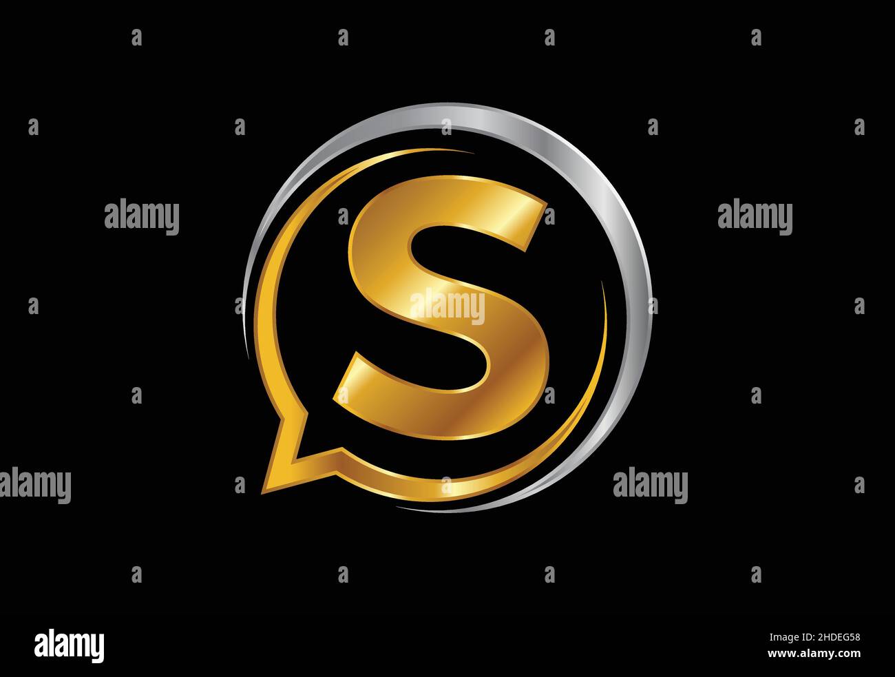 Initial S monogram letter alphabet with a bubble chat icon. Talking ...