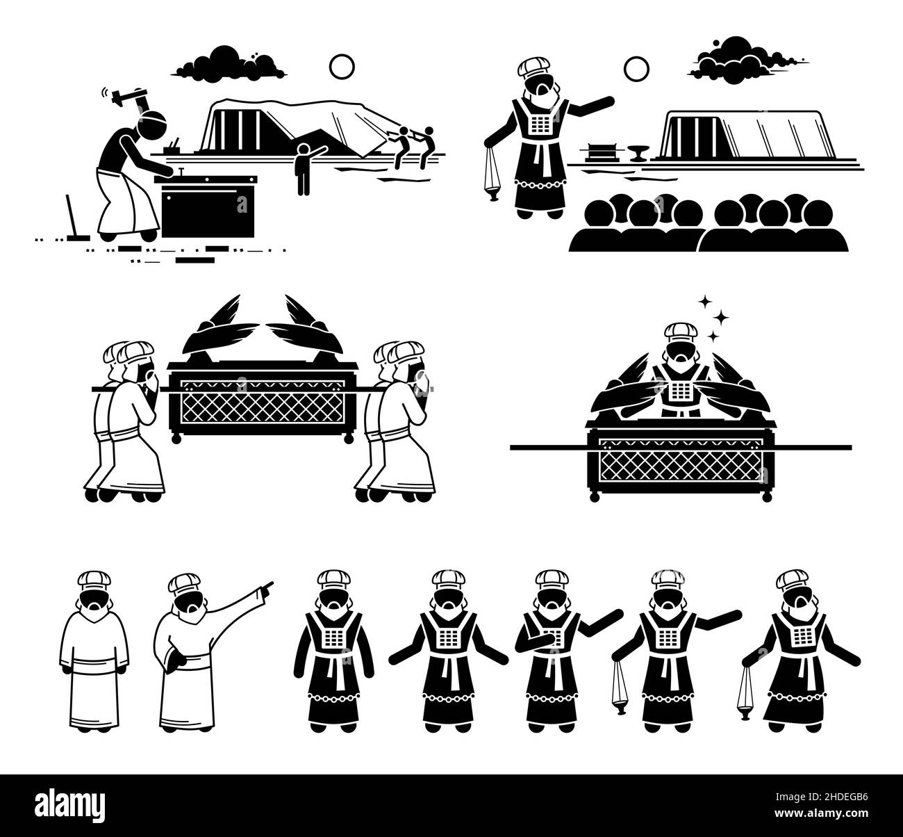 Ark of the Covenant construction and Christian high priest pictogram ...
