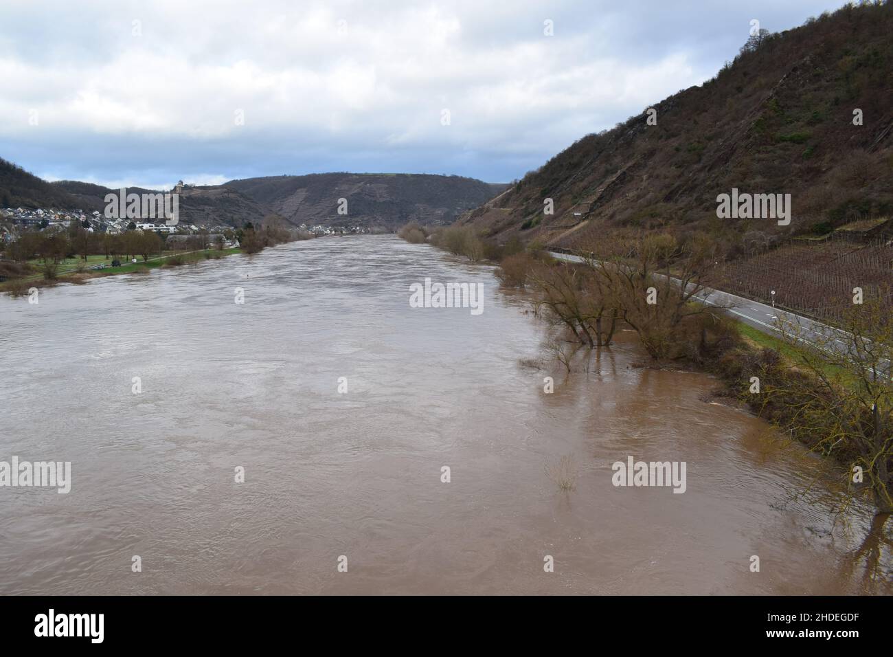 Mosel flood on January 5th 2022 in lower Mosel valley Stock Photo - Alamy