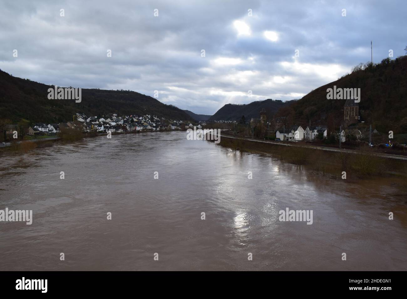 Mosel flood on January 5th 2022 in lower Mosel valley Stock Photo - Alamy