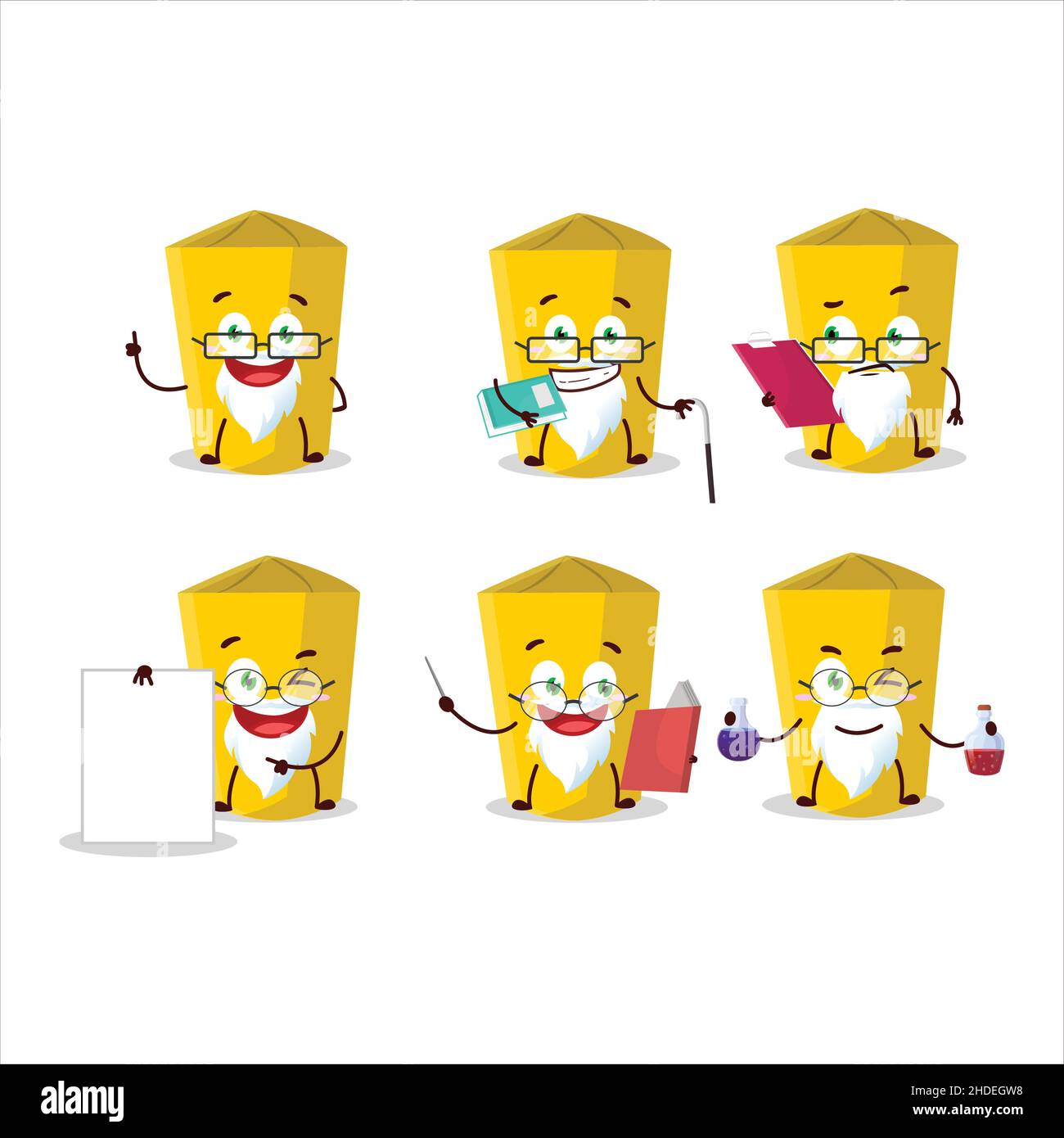 Professor yellow chalk academic cartoon character working on laboratory ...