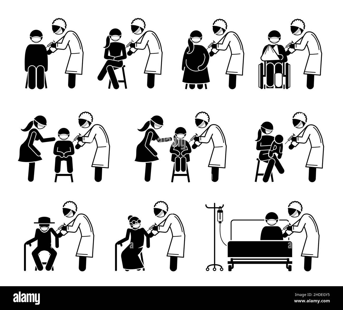 Vaccine vaccination injection for people stick figure pictogram icon ...
