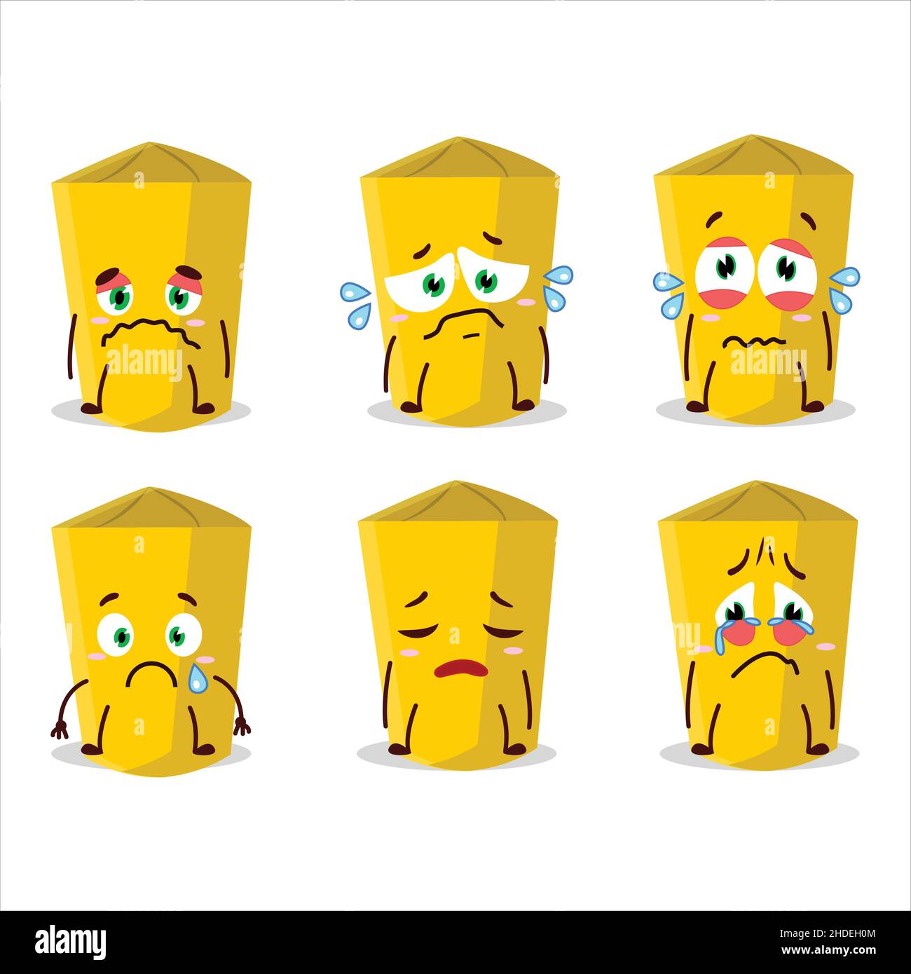 Yellow chalk cartoon character with sad expression. Vector illustration ...