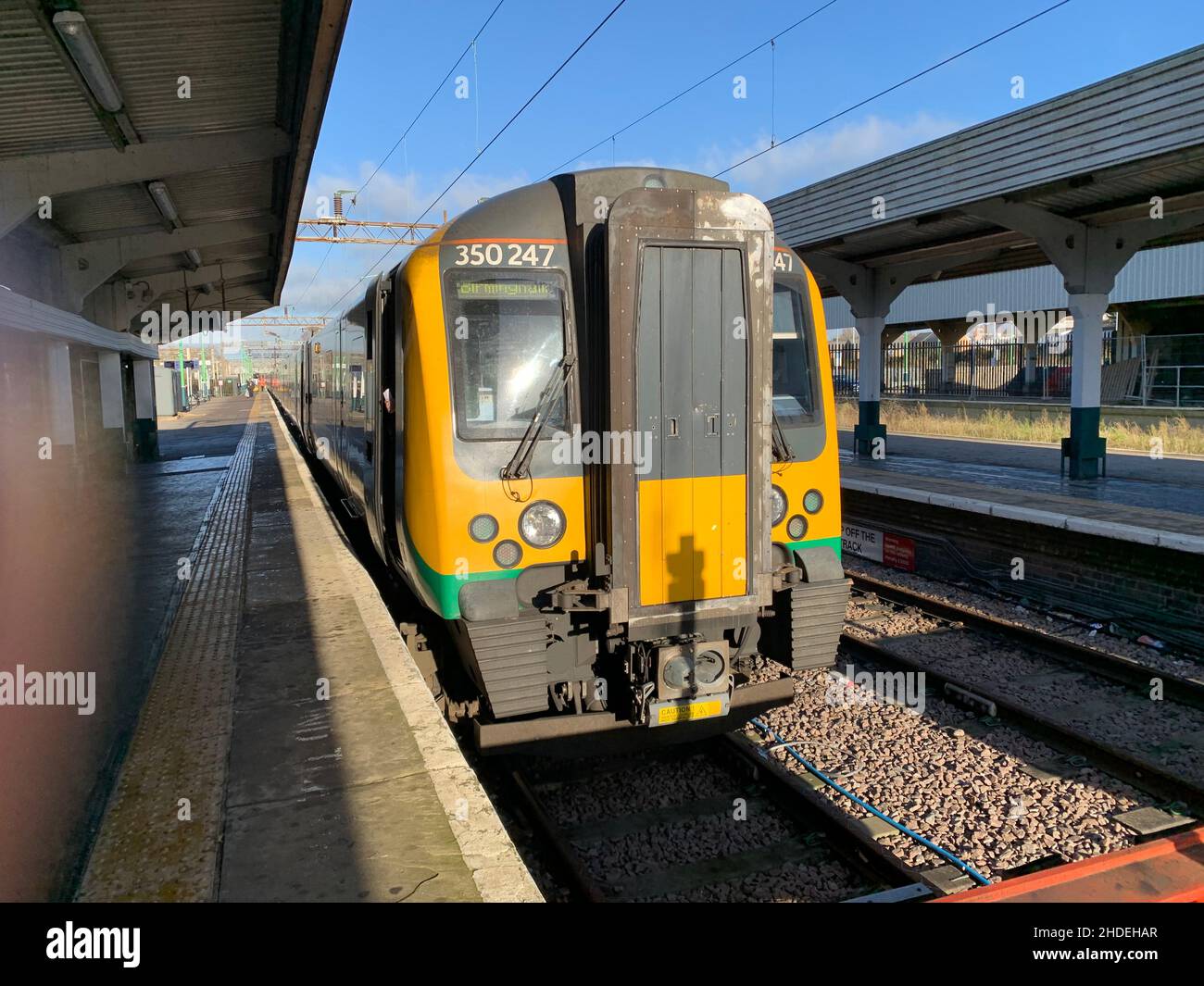 The London to Birmingham Train at the railway Station Northampton UK ...