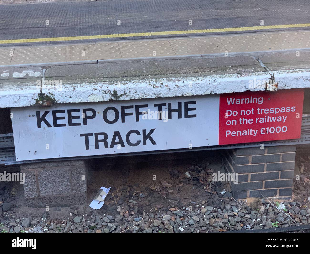 Sign keep off the track at the railway Station Northampton UK Stock ...