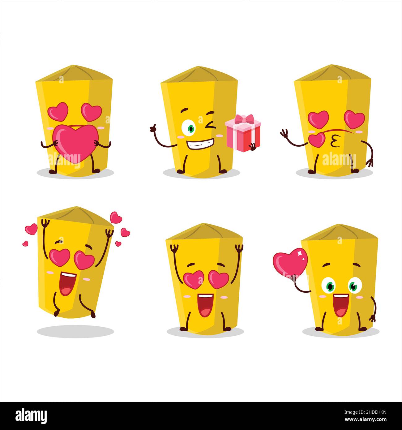 Yellow chalk cartoon character with love cute emoticon. Vector ...