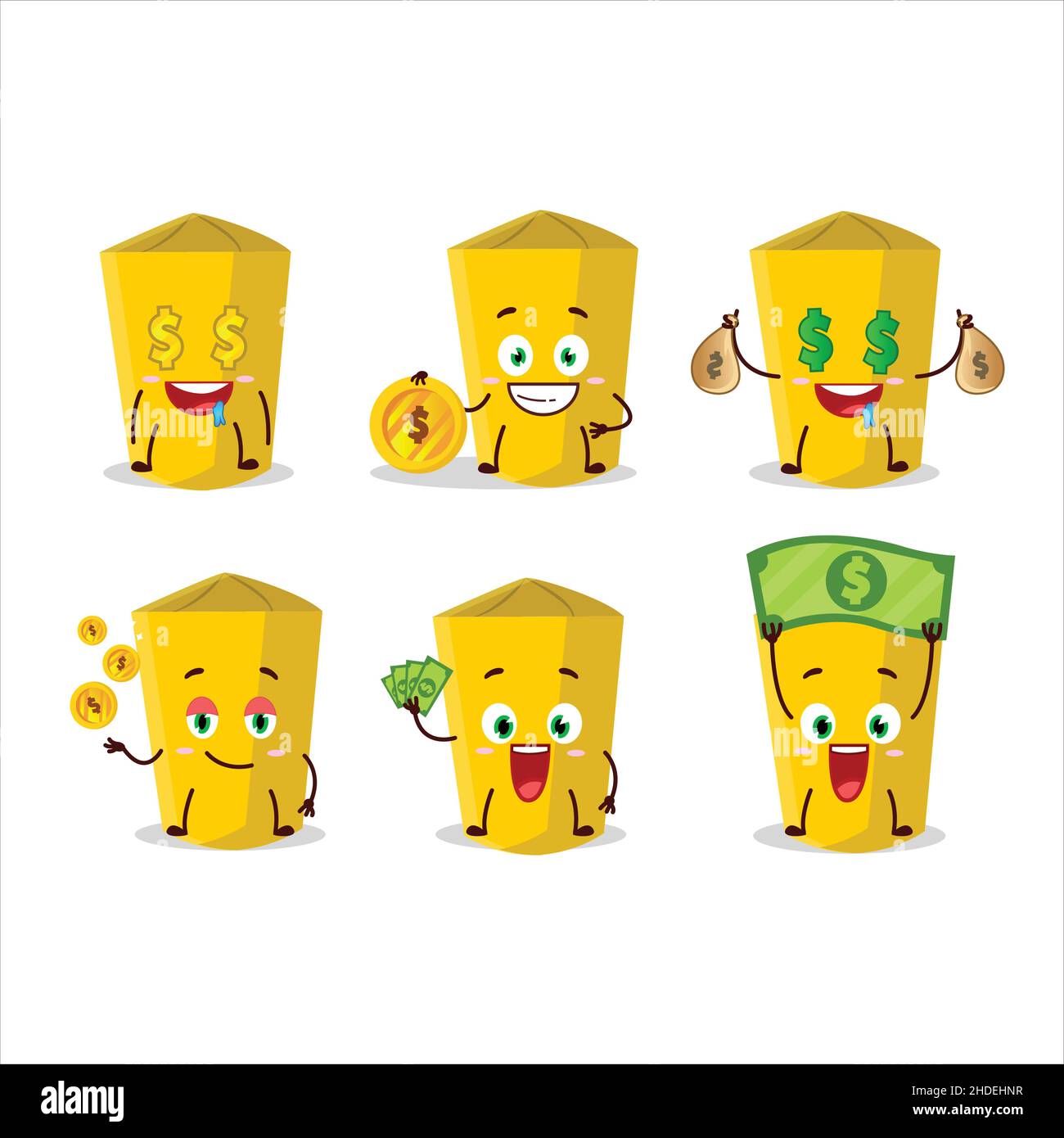 Yellow chalk cartoon character with cute emoticon bring money. Vector ...