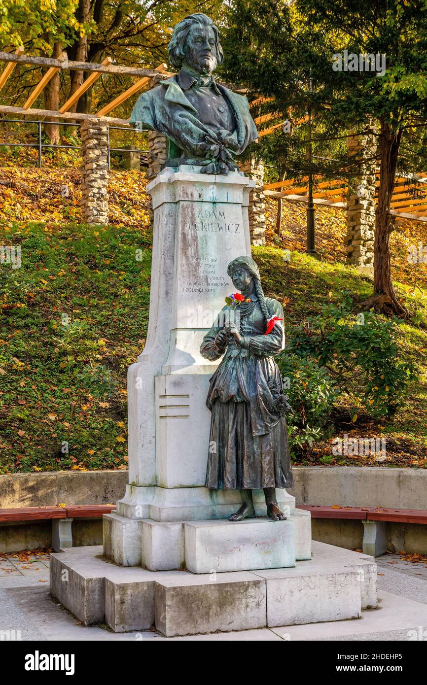 Monument of Adam Mickiewicz in the park in Krynica-Zdroj (Poland Stock ...