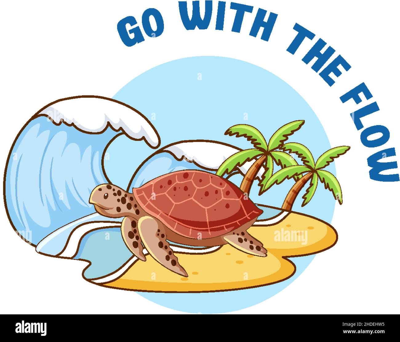 English idiom with picture description for go with the flow ...