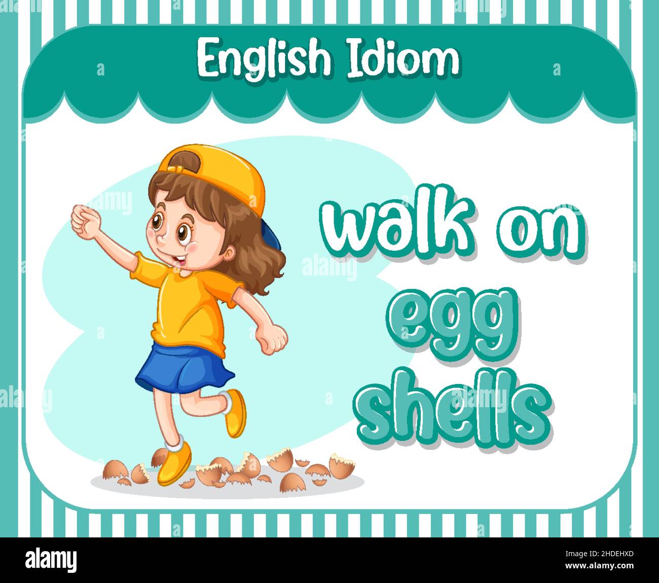 English idiom with picture description for walk on egg shells illustration Stock Vector Image ...