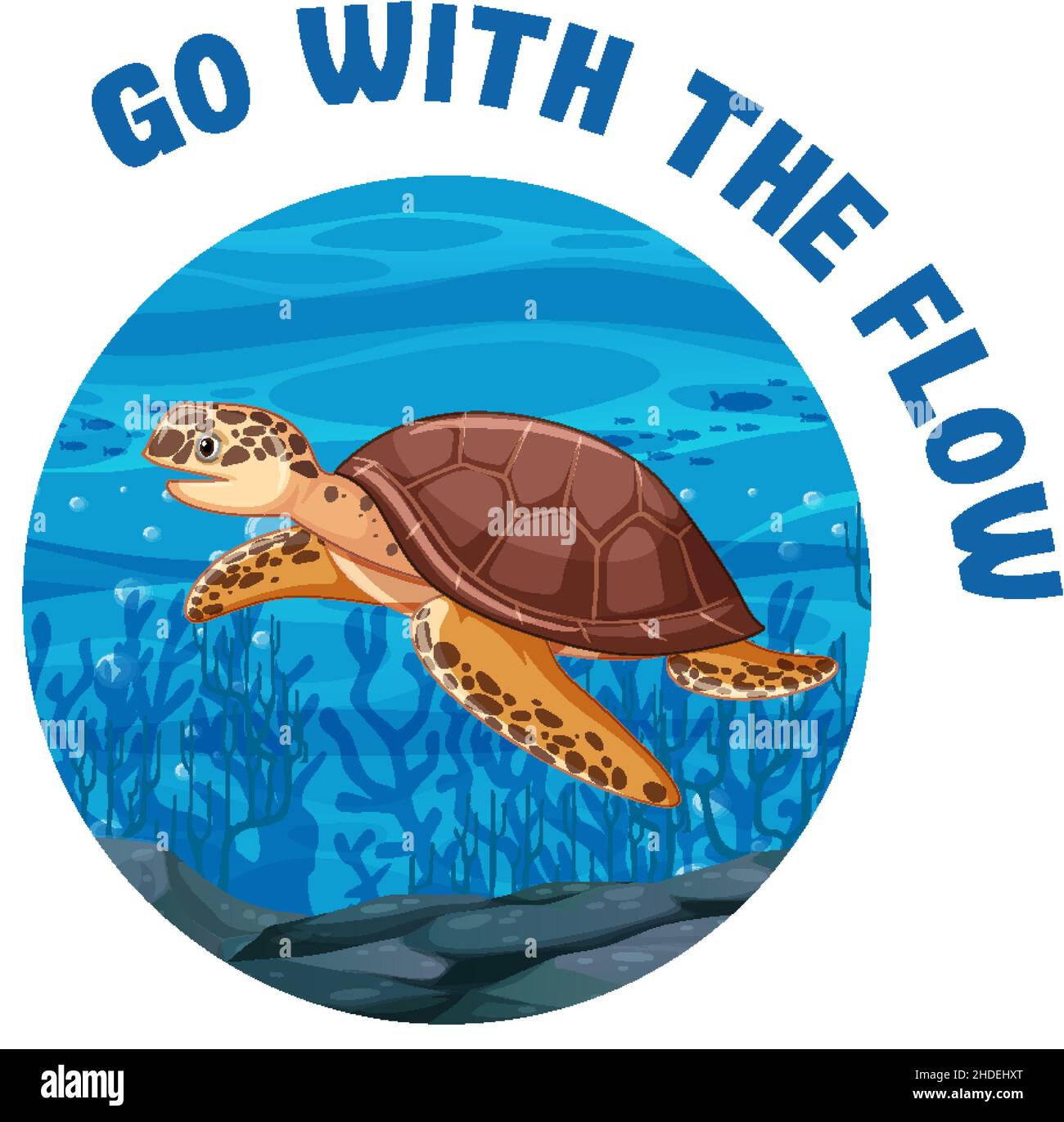English idiom with picture description for go with the flow ...