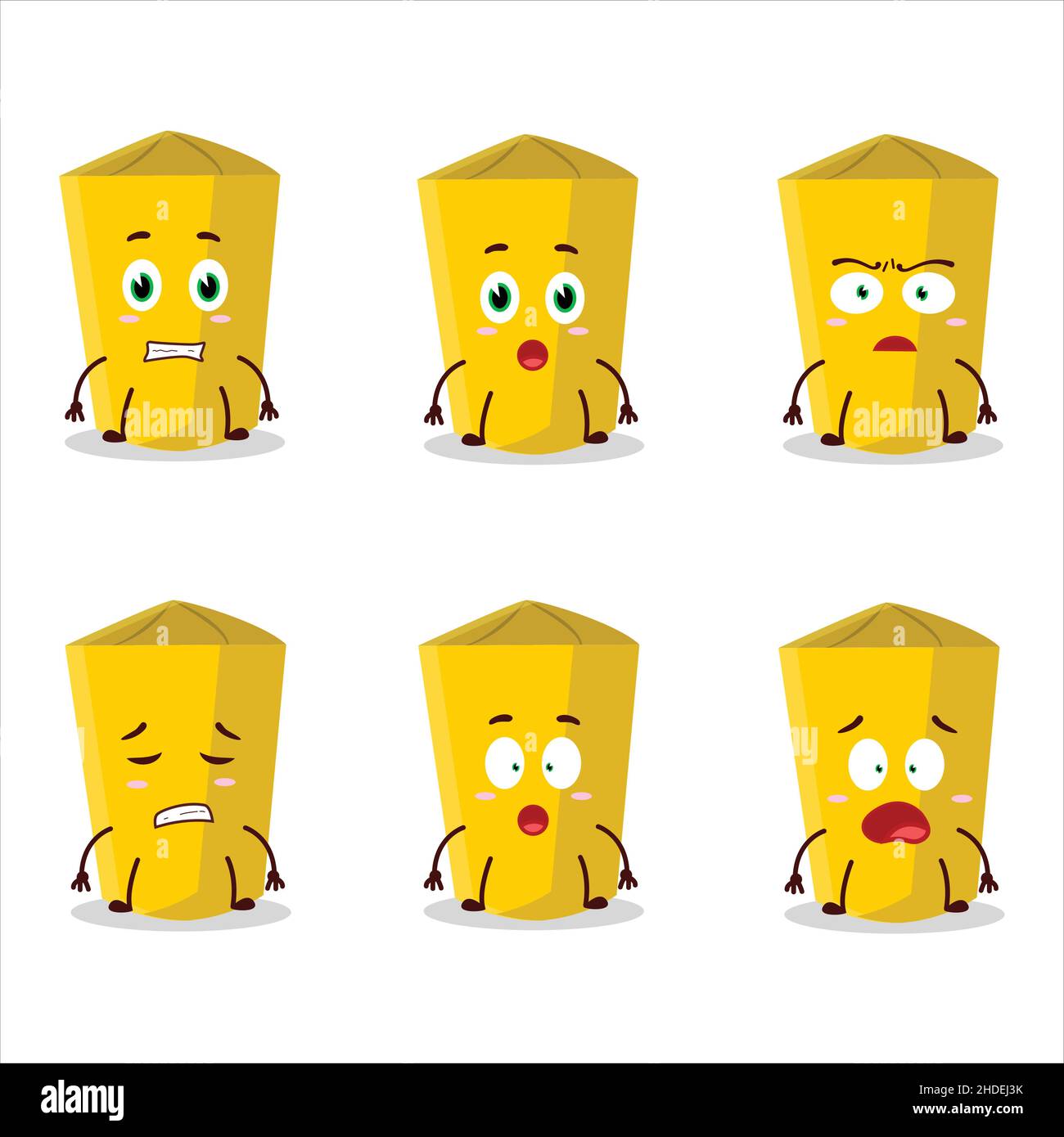 Character cartoon of yellow chalk with scared expression. Vector ...