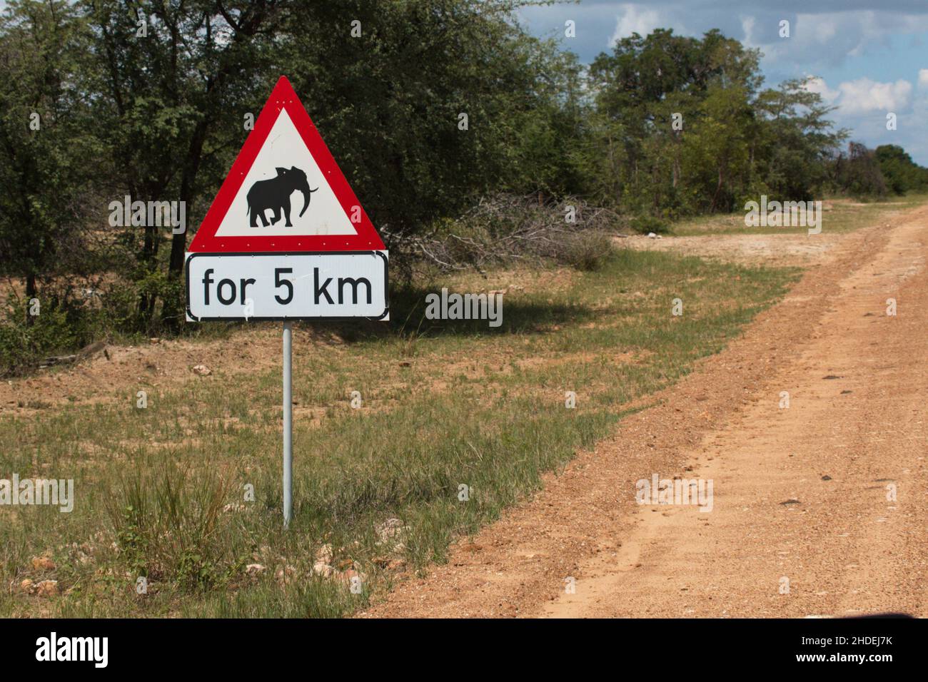 Traffic sign in Bwabwata National park in Namibia in Africa Stock Photo ...