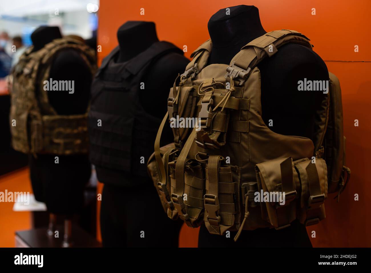Mannequin in army uniform and equipment. Safety helmet and goggles ...