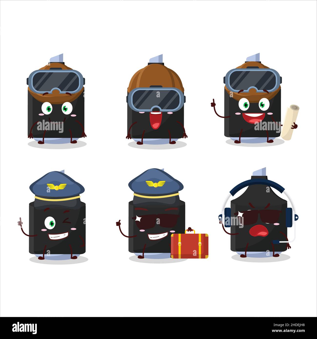 Pilot cartoon mascot blue highlighter with glasses. Vector illustration ...