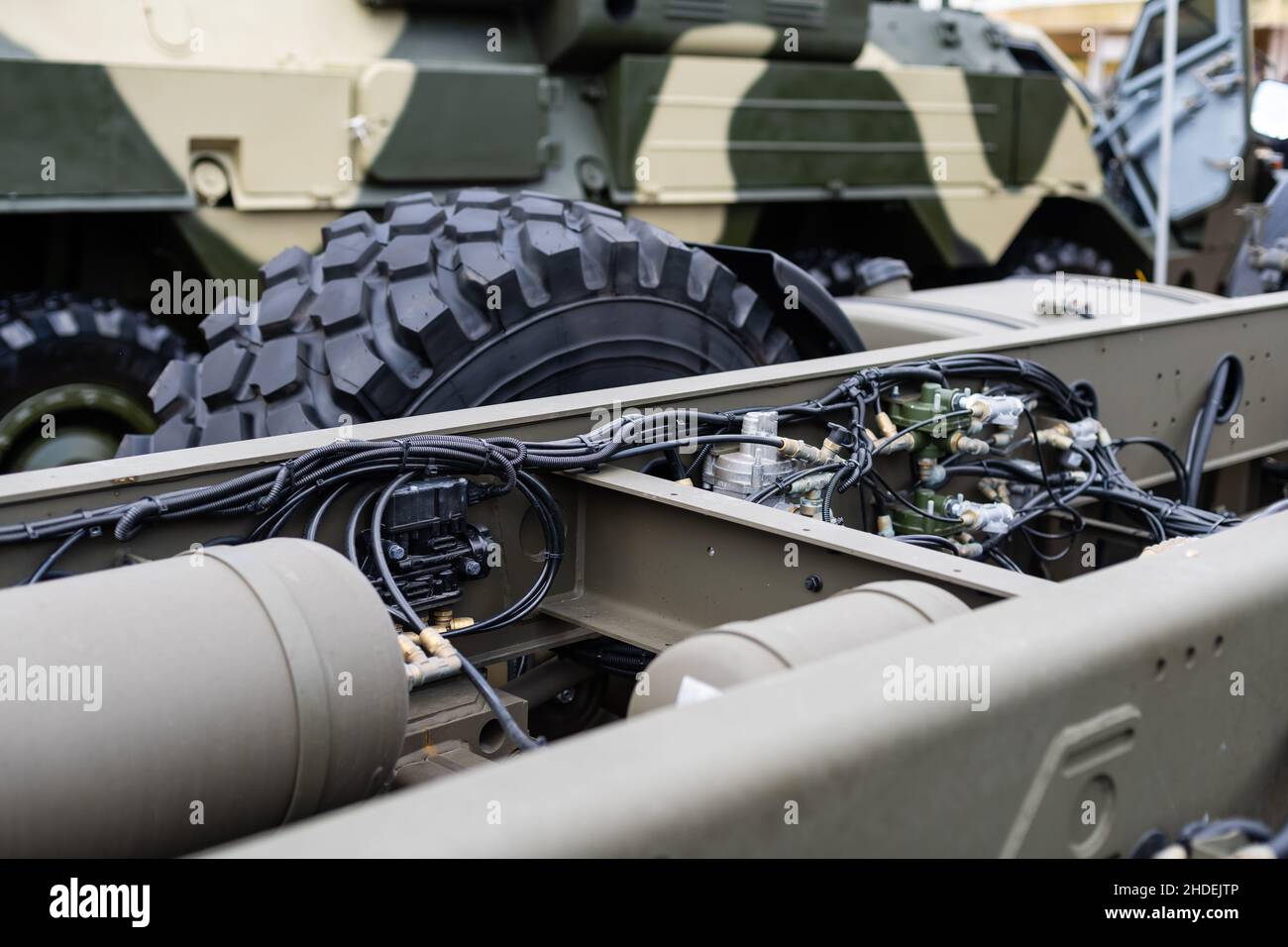 military vehicle inside of the old jet engine close-up Stock Photo - Alamy