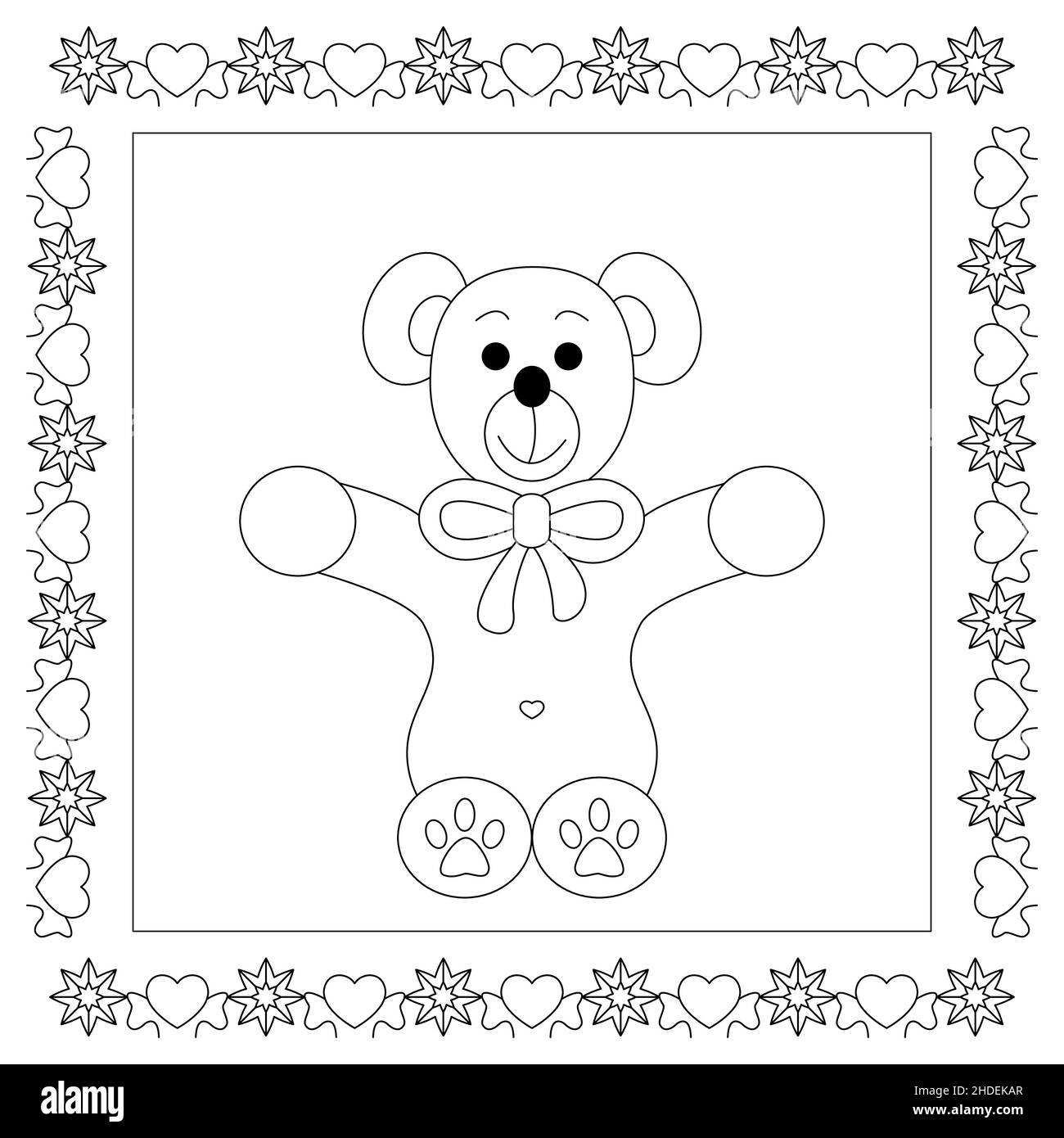 Cute christmas teddy bear. Coloring page. Vector illustration Stock ...