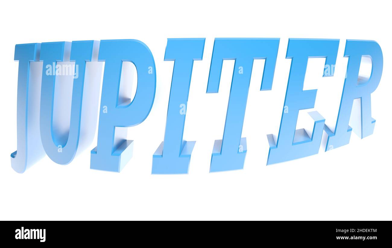 JUPITER blue write on white background - 3D rendering illustration ...