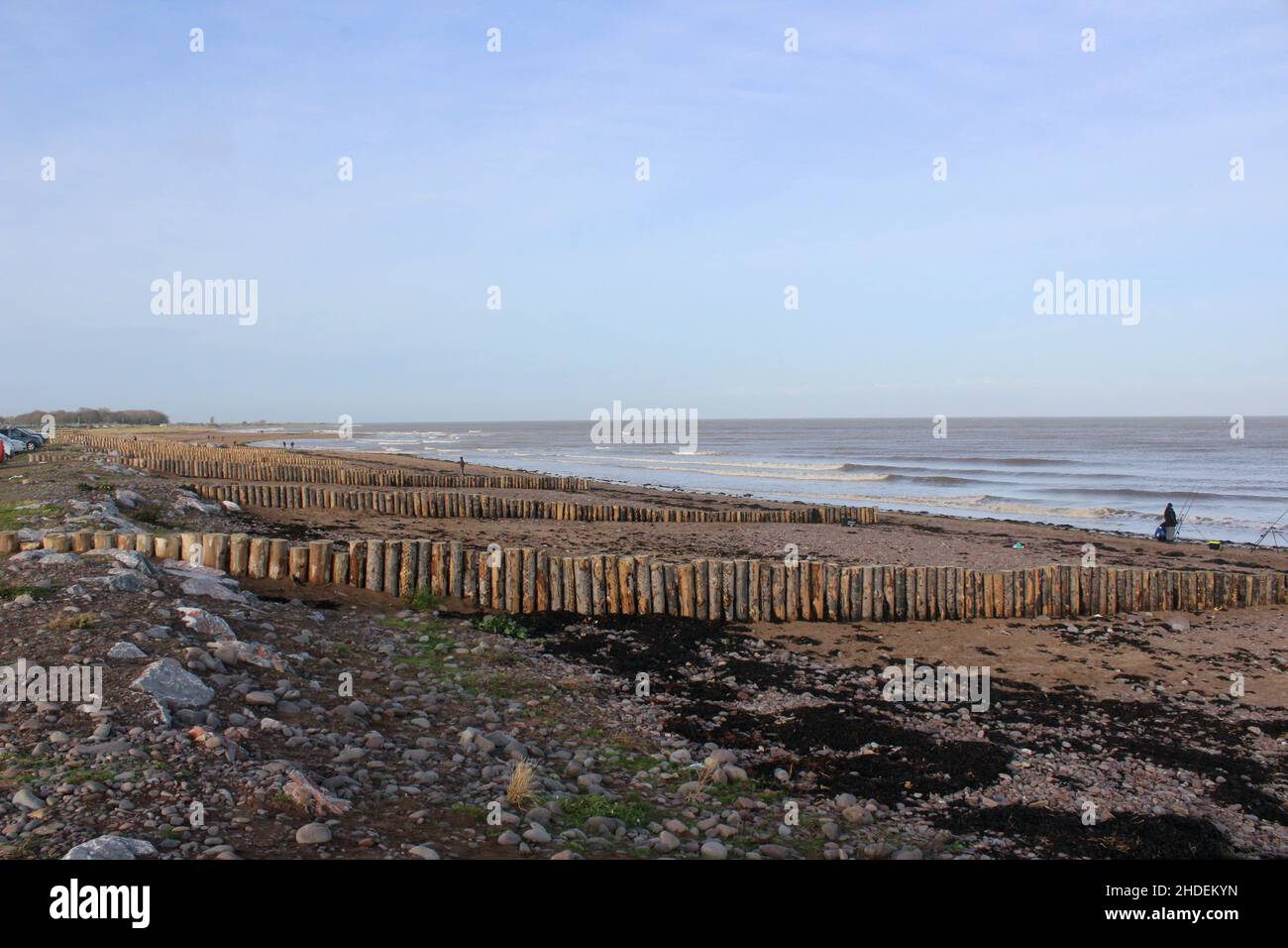 wooden groynes on dunster beach somerset england UK Stock Photo - Alamy