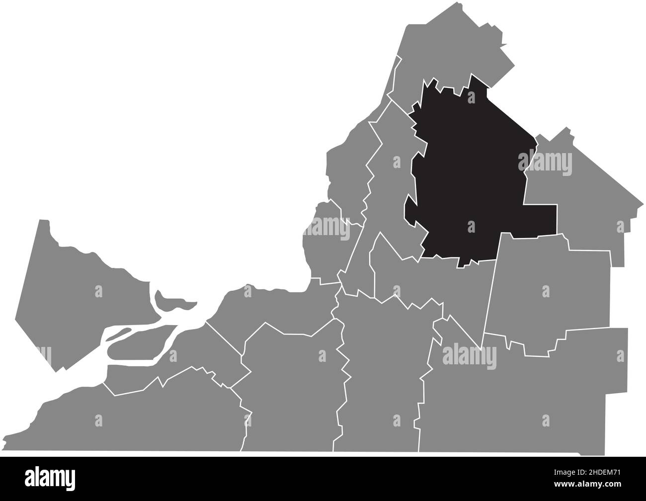 Black flat blank highlighted location map of the LES MASKOUTAINS ...