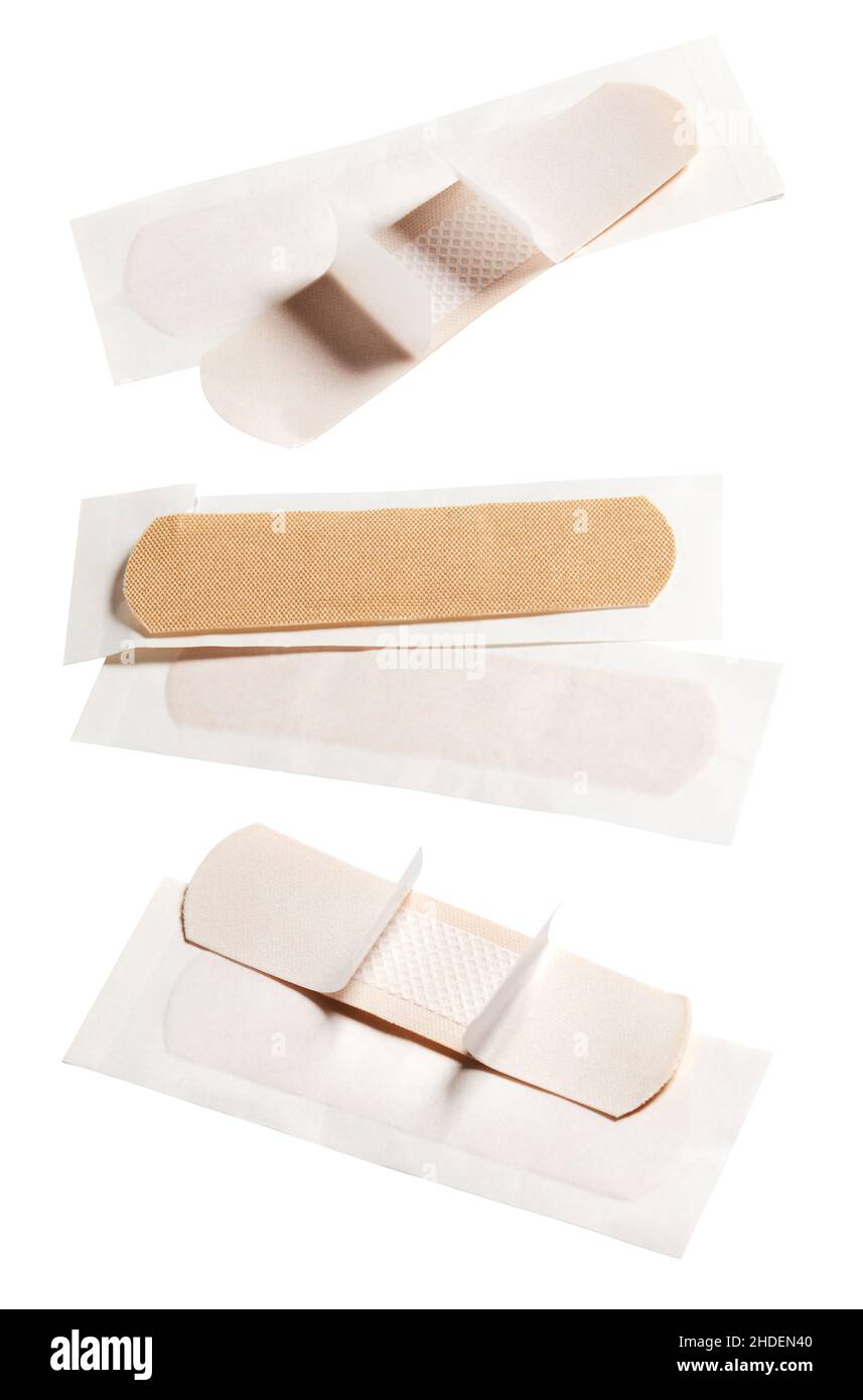 Set of first aid adhesive medical plaster isolated on white background ...