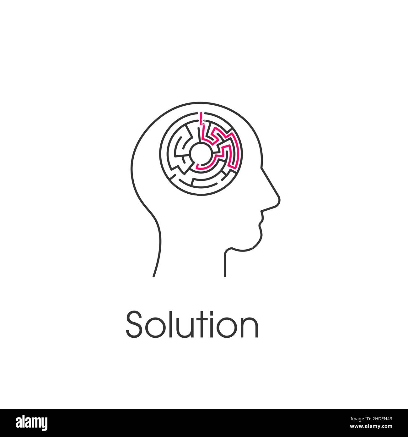 Logic games concept, creative thinking, head maze line icon, mind ...